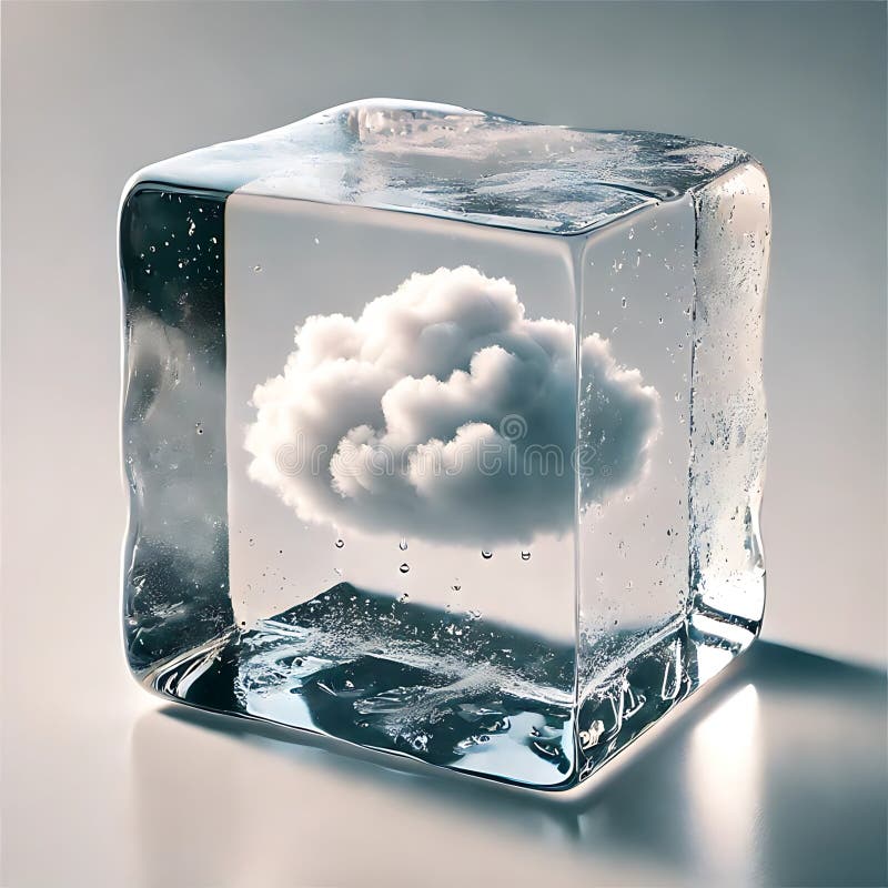 Surreal Cloud Trapped Inside Ice Cube Representing Imagination and ...
