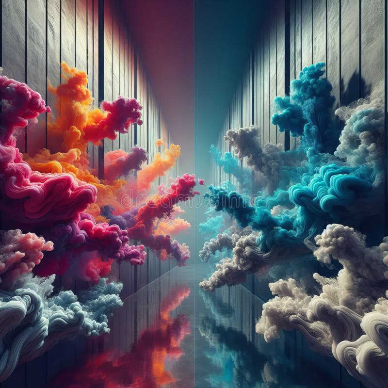 Surreal Cloudscape with Colorful Reflection Stock Photo - Image of ...
