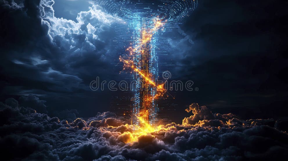 Surreal Cloudscape Digital Art Futuristic Business Graphs with Dramatic ...