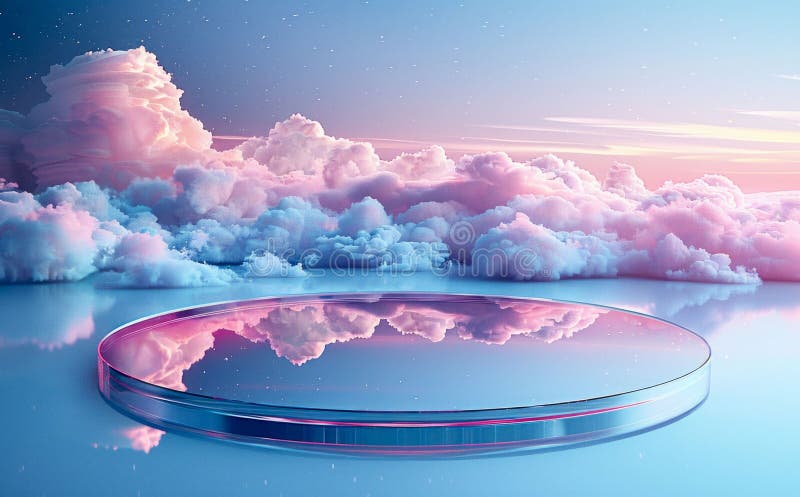 Surreal Cloudscape with Reflective Platform. Generative Ai Stock ...