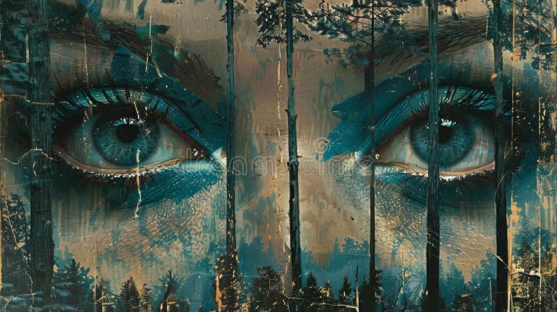 Surreal Collage Art with Mysterious Eyes and Forest Elements in ...