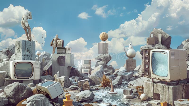 Surreal Collage of Everyday Objects in Unusual Settings Stock ...