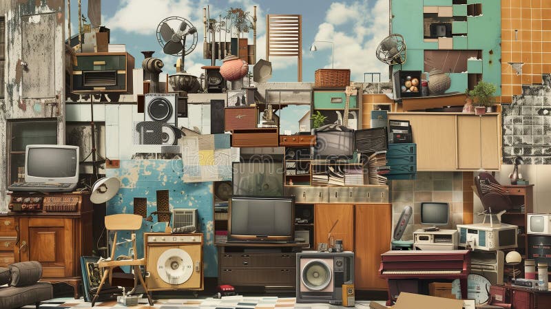 Surreal Collage of Everyday Objects in Unusual Settings Stock ...