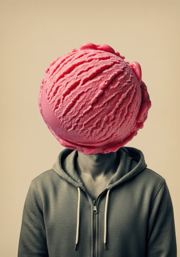 Surreal Collage Ice Cream Head Creative Conceptual Design Stock Photos ...