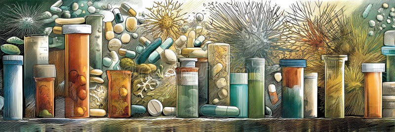 Surreal Collage of Vibrant Bacteria Intertwined with an Array of ...