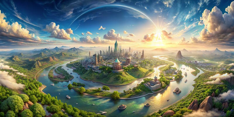 This is a Surreal and Complex Cg Rendered Ultrawide Perspective Aerial ...