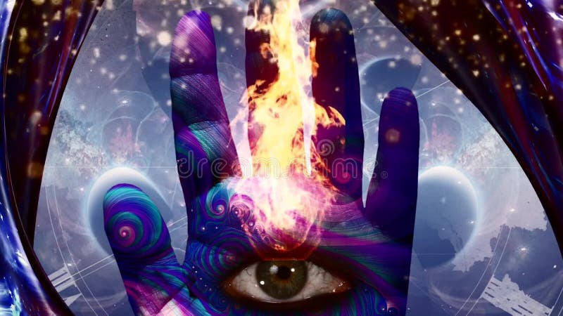 Burning eye in human palm stock video. Video of dove - 160253947