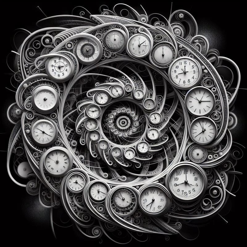 Time Spiral Illusion stock photo. Image of clocks, composition - 311442600
