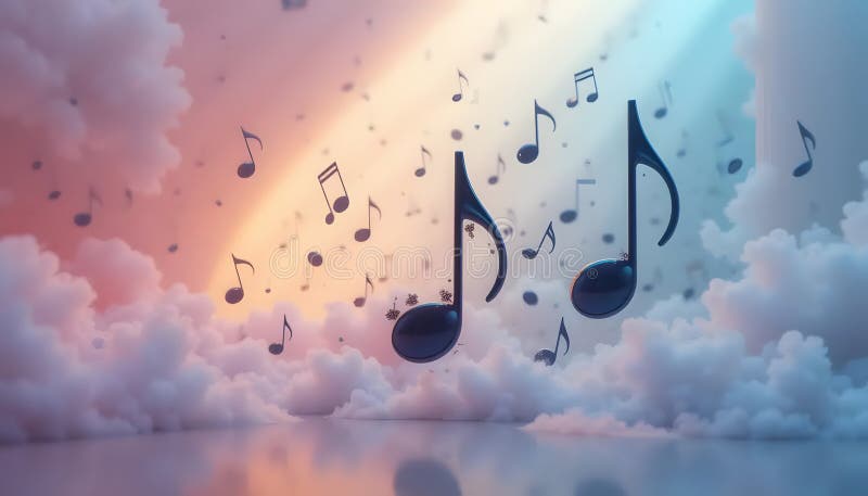 Surreal Composition of Music Notes with Dreamy Lighting Stock ...
