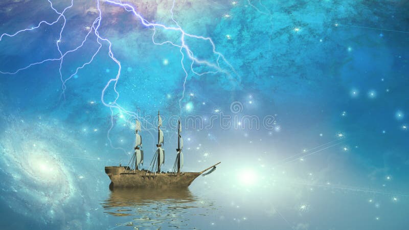 Sailing the stars stock illustration. Illustration of cosmos - 34678403