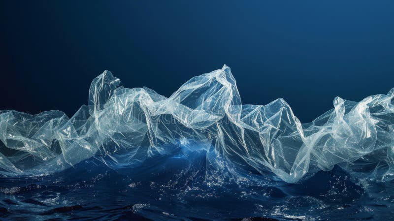 Abstract Depiction of Translucent Plastic Waves on a Dark Background ...