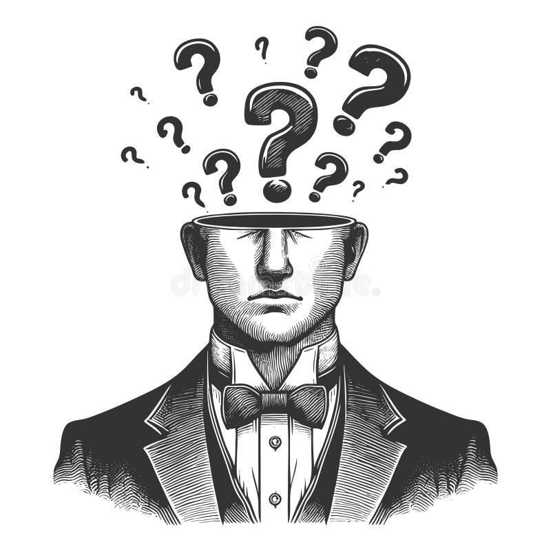 Surreal Concept of Confused Thinking Man Vector Stock Illustration ...
