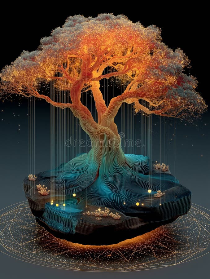 Fiber Optic Tree Rooted in Digital Soil with Data Particles and Sacred ...