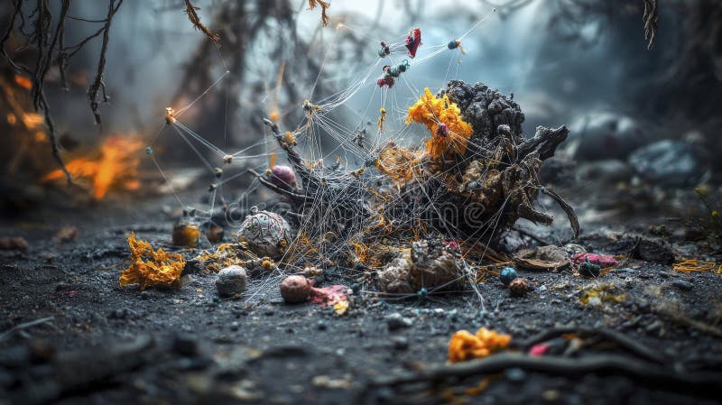 Surreal Connection of Scattered Objects Forest Artistic Composition ...