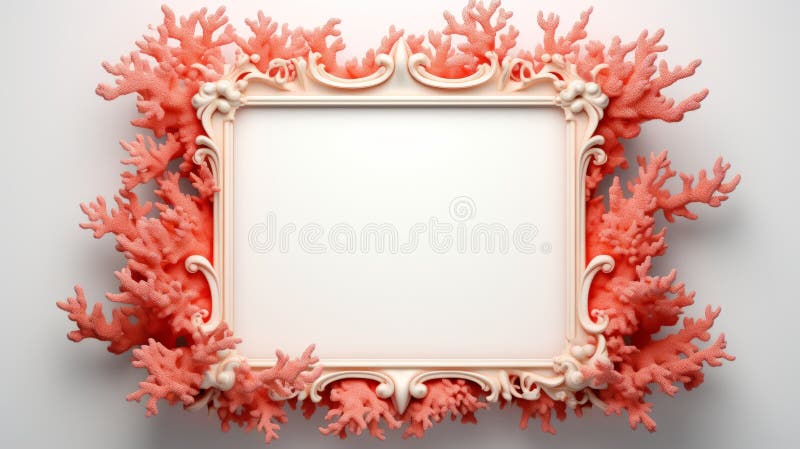 Surreal Coral Frame on Ivory Mockup with Rococo Elegance Stock ...