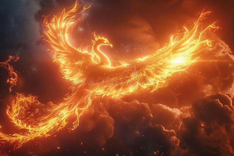 A Surreal Cosmic Fire Phoenix in a Backdrop of Nebulae and Galaxies ...