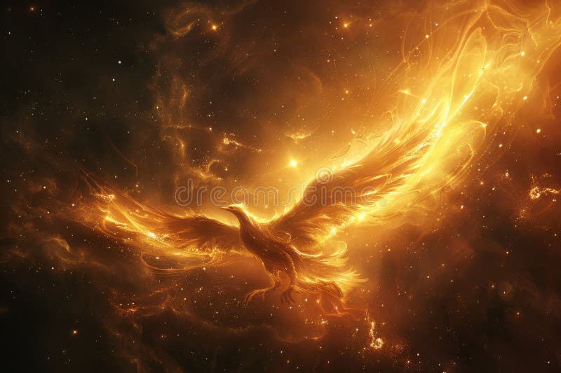 A Surreal Cosmic Fire Phoenix in a Backdrop of Nebulae and Galaxies ...