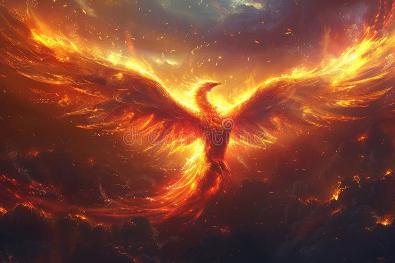 A Surreal Cosmic Fire Phoenix in a Backdrop of Nebulae and Galaxies ...