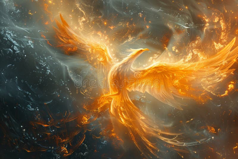 A Surreal Cosmic Fire Phoenix in a Backdrop of Nebulae and Galaxies ...