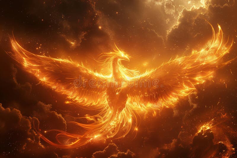 A Surreal Cosmic Fire Phoenix in a Backdrop of Nebulae and Galaxies ...