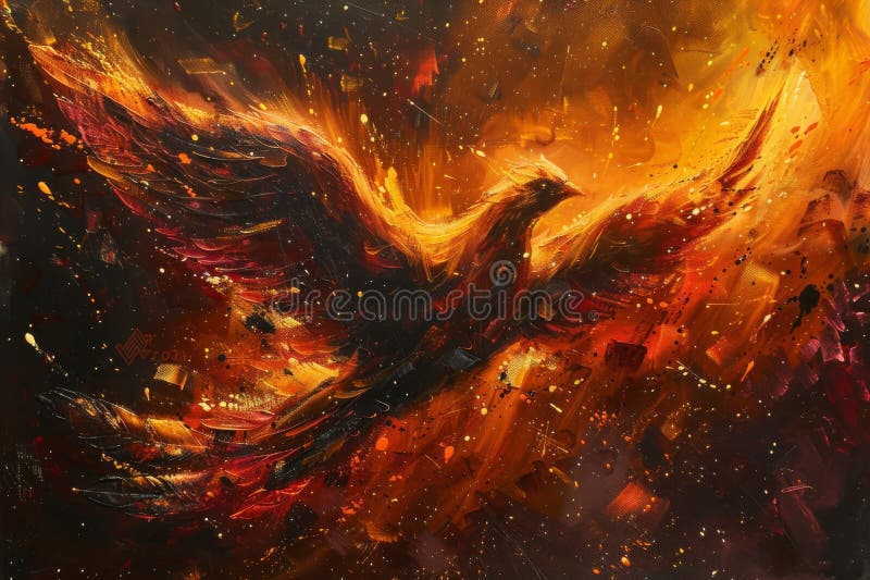 A Surreal Cosmic Fire Phoenix in a Backdrop of Nebulae and Galaxies ...
