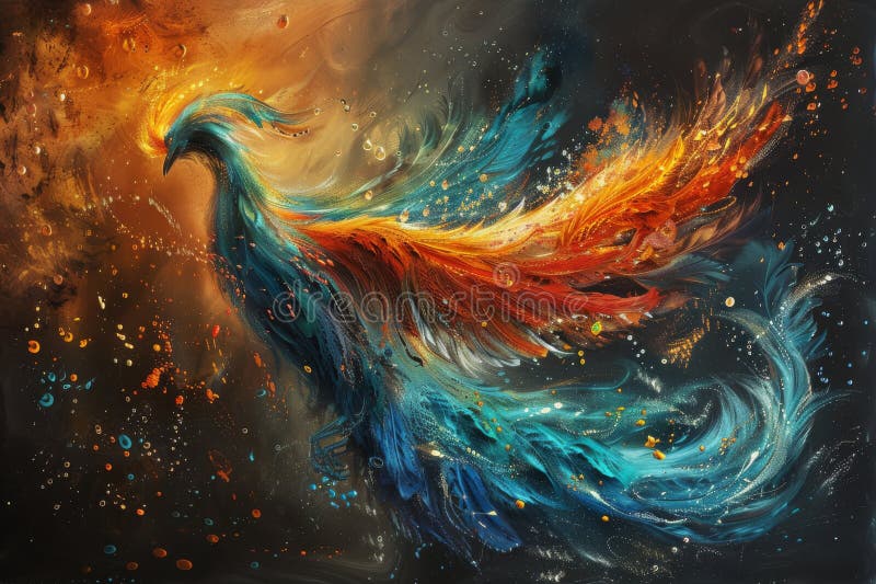 A Surreal Cosmic Fire Phoenix in a Backdrop of Nebulae and Galaxies ...
