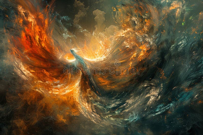 A Surreal Cosmic Fire Phoenix in a Backdrop of Nebulae and Galaxies ...