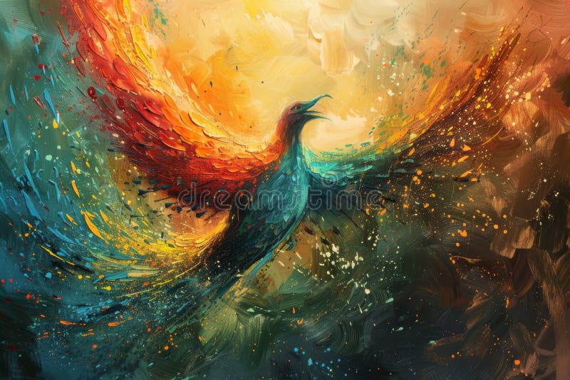 A Surreal Cosmic Fire Phoenix in a Backdrop of Nebulae and Galaxies ...