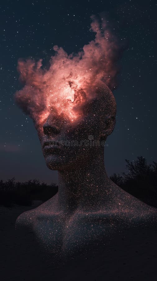 Surreal Cosmic Fusion of Human Form and Starry Night Sky Stock Photo ...