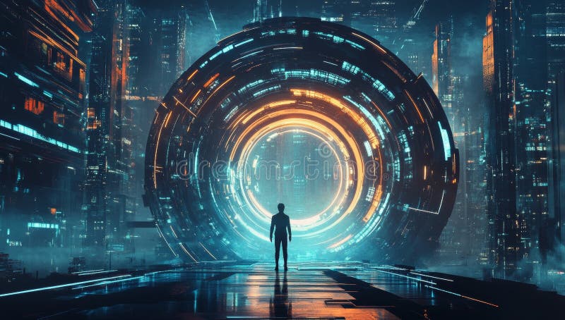 Surreal Cosmic Journey Wide Angle Sci Fi Cityscape Stock Photos - Free ...