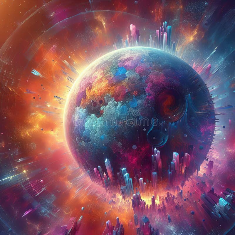 Surreal Cosmic Planet in Outer Space Stock Photo - Image of vibrant ...