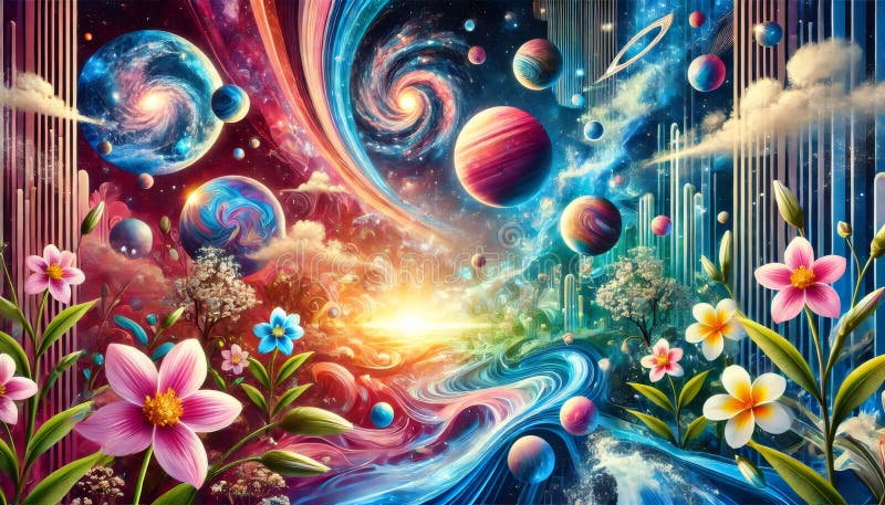 Surreal Cosmic Pop Art Spring Blending Intergalactic Elements with ...