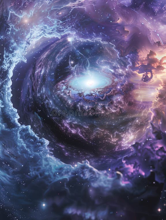 Surreal Cosmic Vortex with Energetic Nebula and Galactic Core. Stock ...