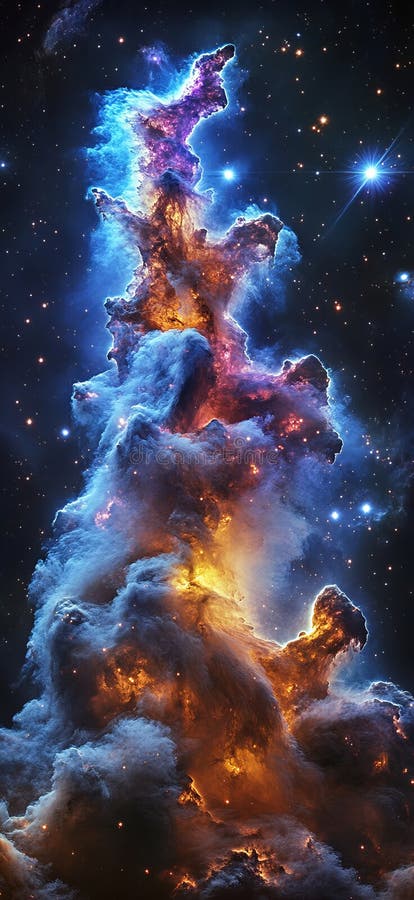 Surreal Cosmos: Vibrant Nebula in Deep Space Stock Illustration ...