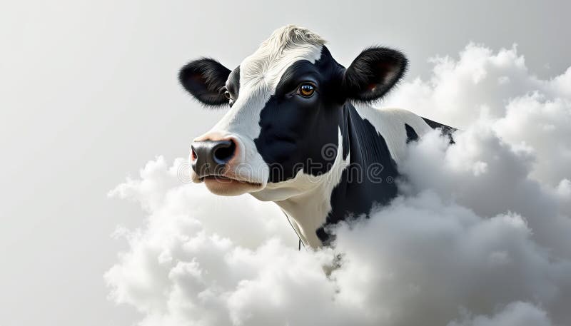Surreal Cow Emerging from Clouds: Whimsical Nature and Art Stock Photo ...