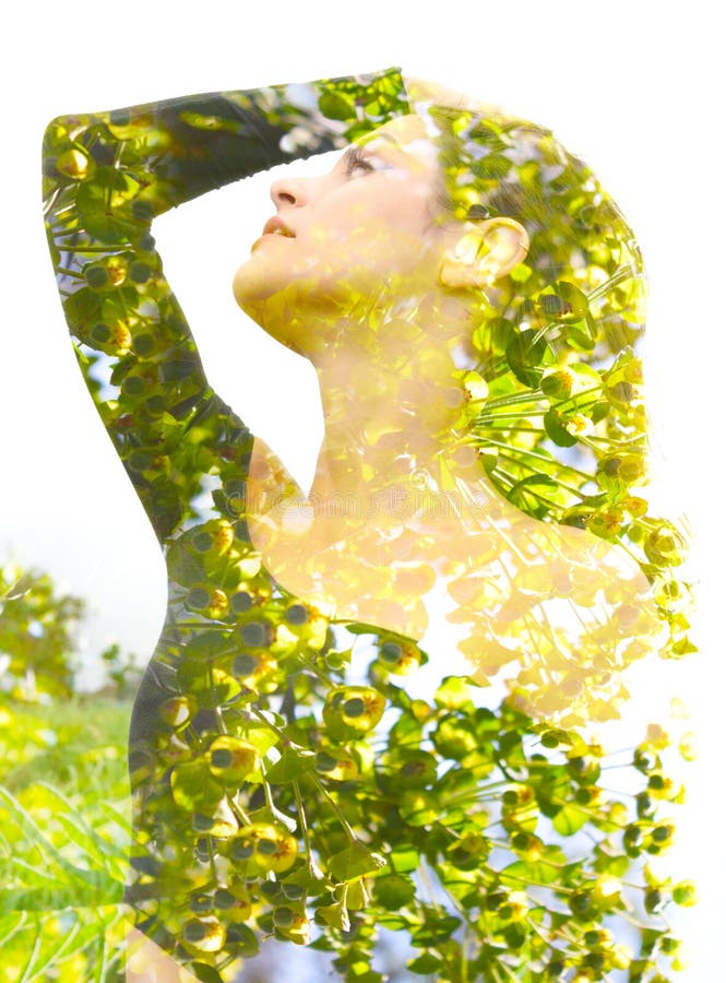 Surreal Creative Double Exposure Portrait Stock Image - Image of ...
