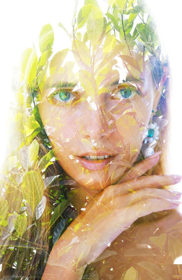 Surreal Creative Double Exposure Portrait Stock Photo - Image of ...