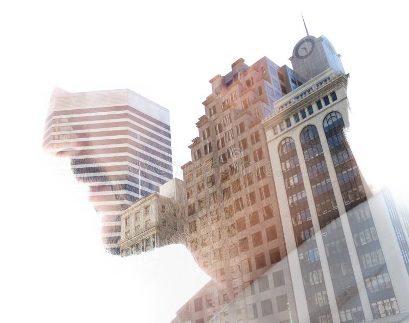 Surreal Creative Double Exposure Portrait Stock Photo - Image of idea ...