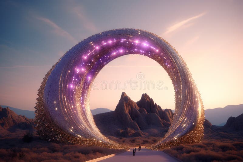 Surreal Crystal Gate or Arc. Fictional Architecture or Sci-fi Object in ...