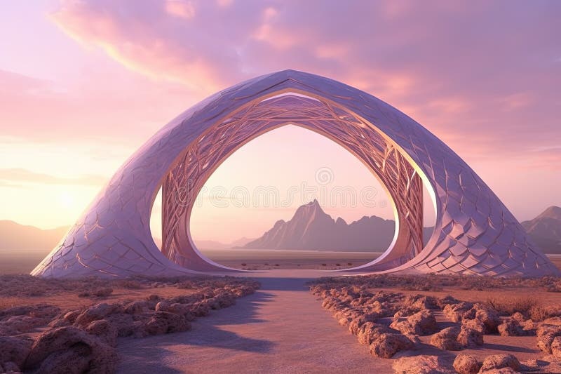 Surreal Crystal Gate or Arc. Fictional Architecture or Sci-fi Object in ...