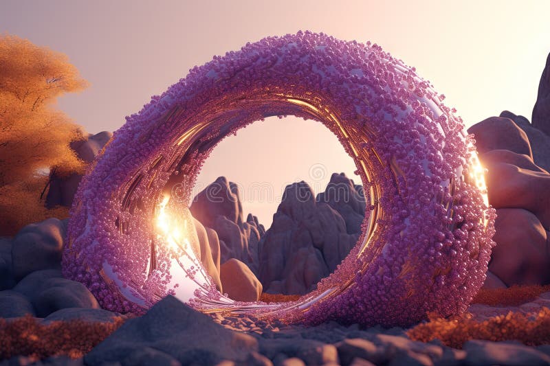 Surreal Crystal Gate or Arc. Fictional Architecture or Sci-fi Object in ...