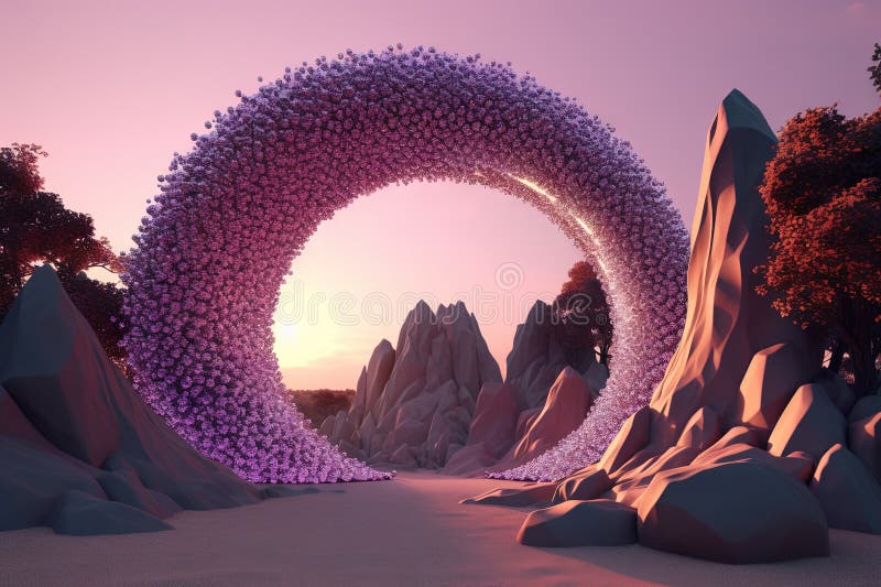 Surreal Crystal Gate or Arc. Fictional Architecture or Sci-fi Object in ...