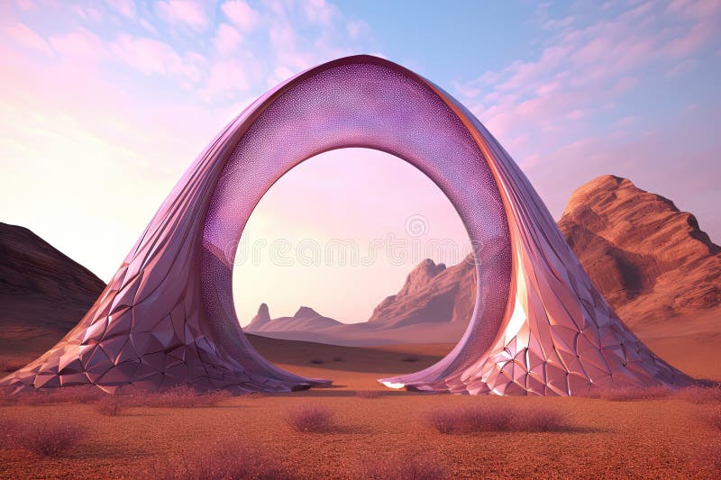 Surreal Crystal Gate or Arc. Fictional Architecture or Sci-fi Object in ...