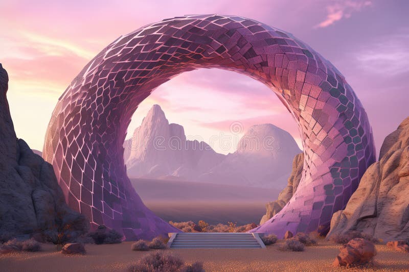 Surreal Crystal Gate or Arc. Fictional Architecture or Sci-fi Object in ...