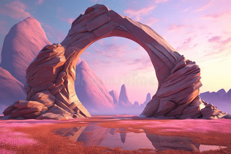 Surreal Crystal Gate or Arc. Fictional Architecture or Sci-fi Object in ...