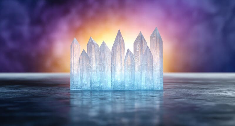 Surreal Crystal Towers in a Tranquil Ocean Stock Illustration ...