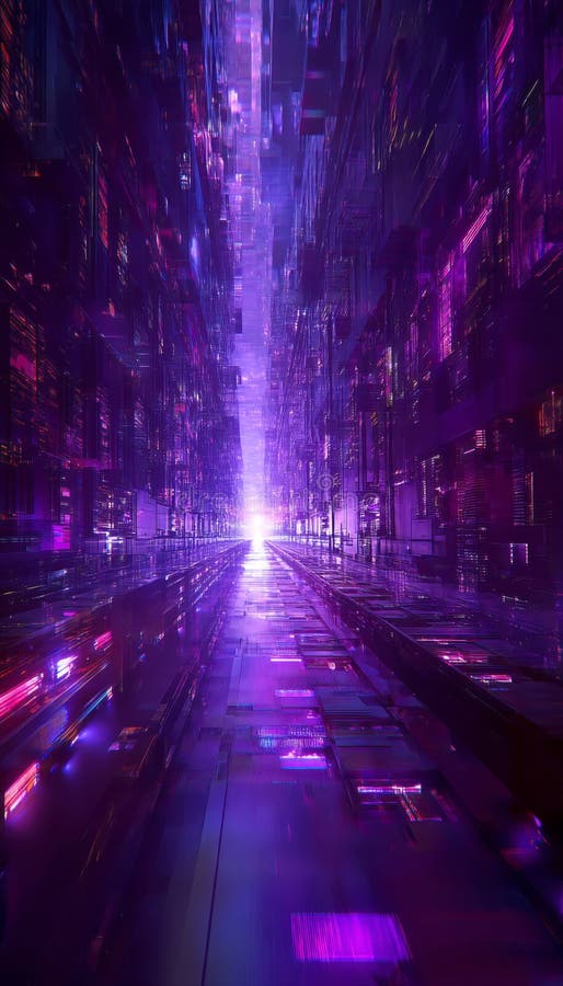Surreal Cyberpunk Corridor a Dynamic Journey through Pixelated Paths ...
