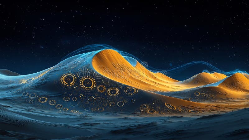 Surreal Cyberpunk Inspired Pulse Waves Visualized As Undulating Desert ...