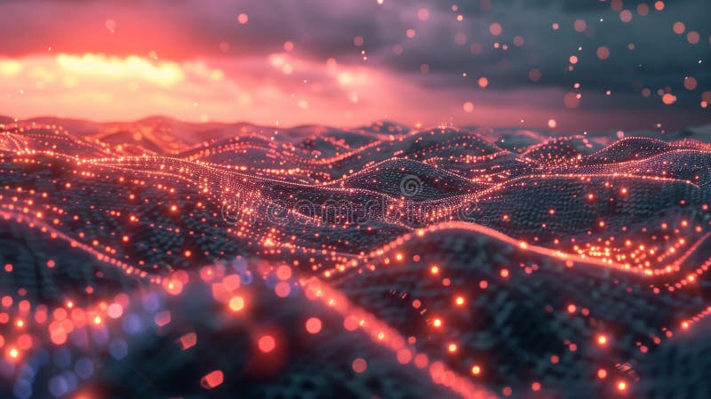 Surreal Cybersecurity Network Glowing Digital Landscape Stock Photos ...