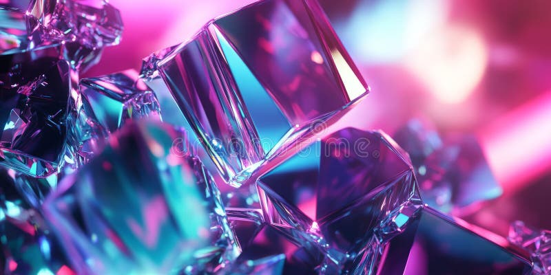A Surreal 3D Abstract Background Featuring Floating Crystalline Prisms ...